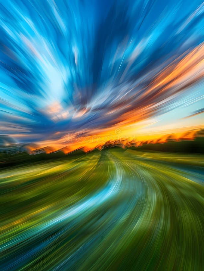 Vibrant Abstract Landscape at Sunset with Dynamic Motion Blur Stock ...