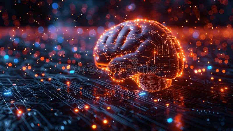 AI Binary Mind, Neural Network Elegance. Stock Illustration ...