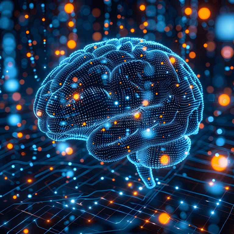 AI Brain, Binary-coded Neural Networks. Stock Illustration - Illustration of cognitive ...