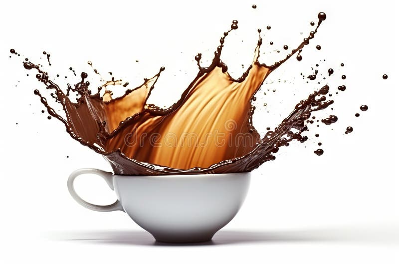 Dynamic Coffee Splash from Cup on Black Background Stock Photo - Image ...