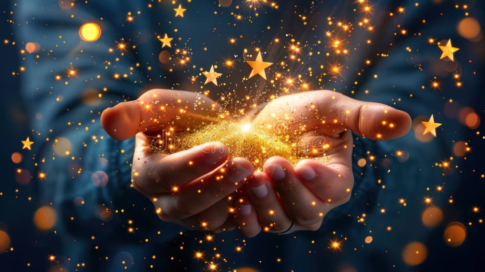 Capturing the Essence of Stardust and Magic in Your Hands Stock ...