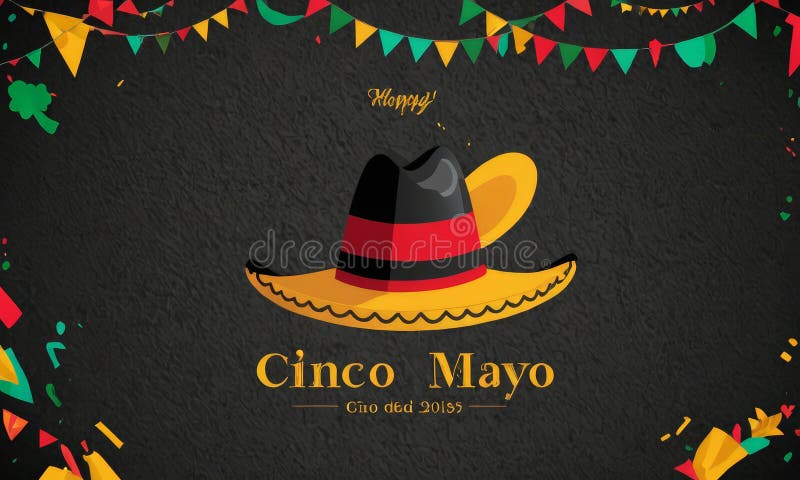 Cio Mayo Mexican Hat with Con Stock Illustration - Illustration of ...