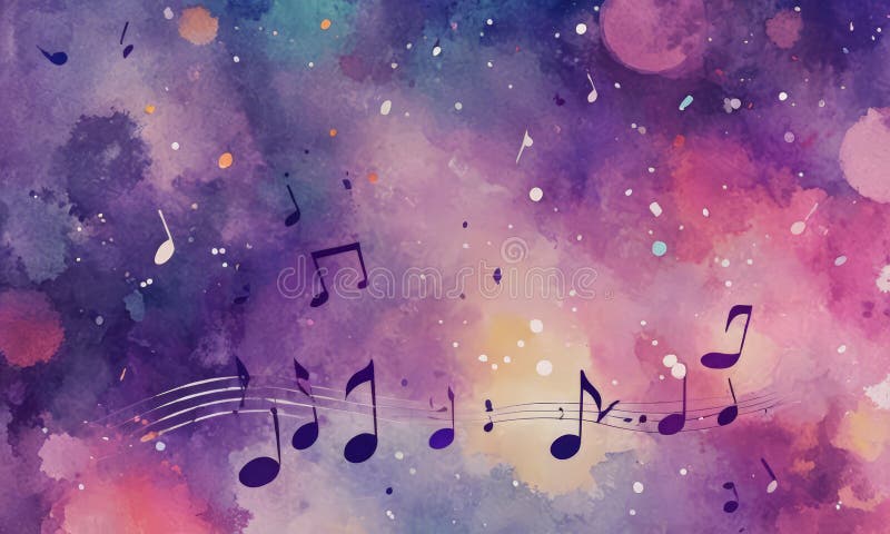Watercolor Music Background with Notes and Stock Illustration ...