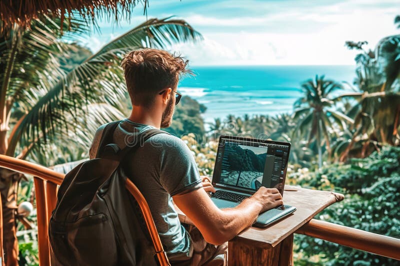 Capturing the Flexibility and Freedom of the Digital Nomad Lifestyle. Person Work Remote on the ...