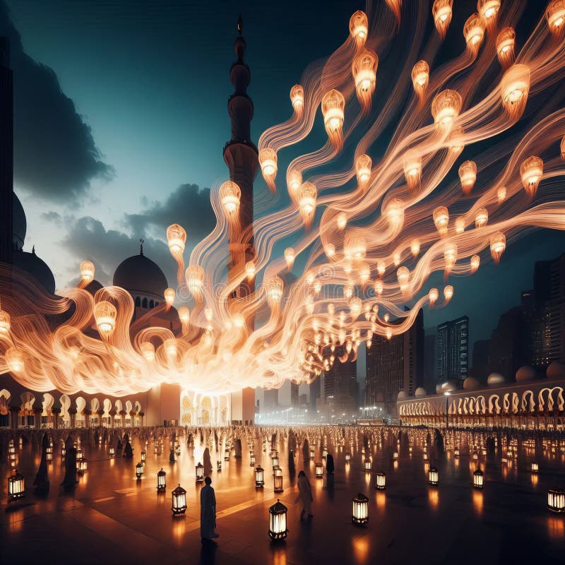 Capturing the Fluid Movement of Ramadan Lanterns Swinging in the Stock ...