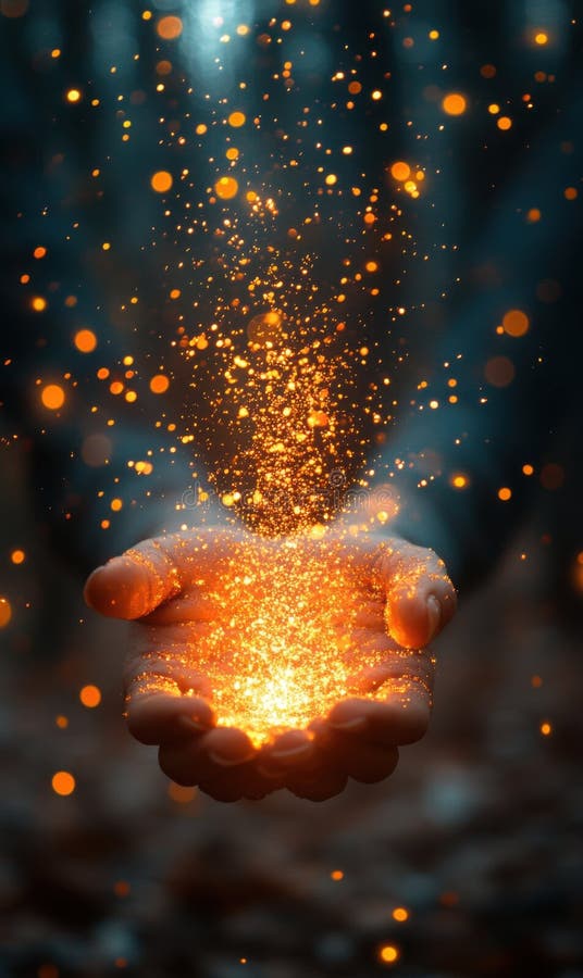 Capturing Glowing Particles Emanating from Open Hands in a Mystical ...