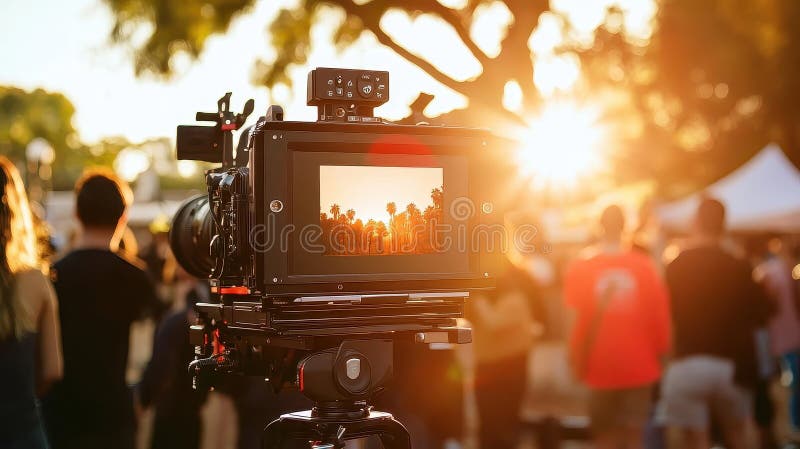 Capturing the Golden Hour, Filming a Crowd with a Professional Camera ...