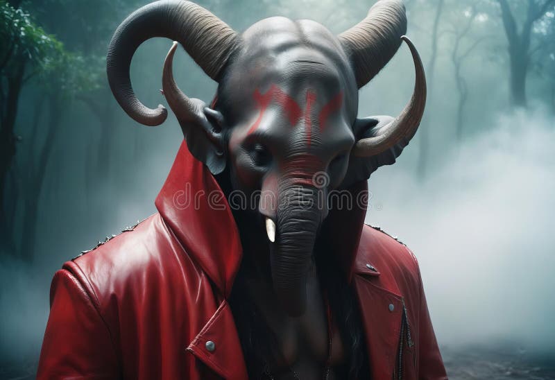 Capturing a Horned Elephant Stock Illustration - Illustration of ...