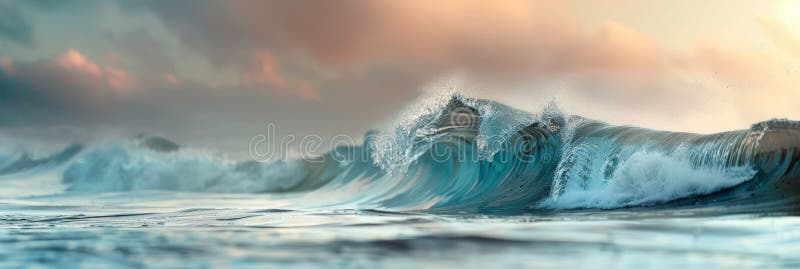 Capturing an Impressive Ocean Wave during Sunrise in a Dramatic Scenery ...