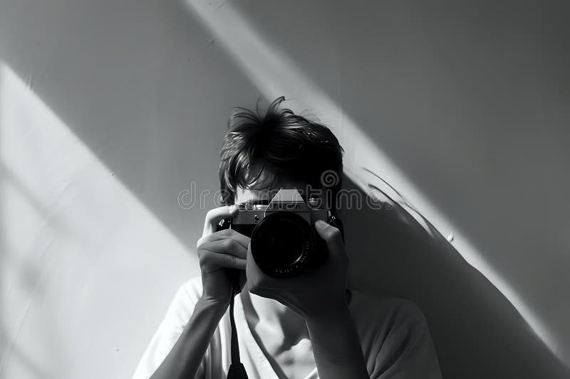 Capturing Light and Shadow: a Person Skillfully Uses a Camera To Take a ...