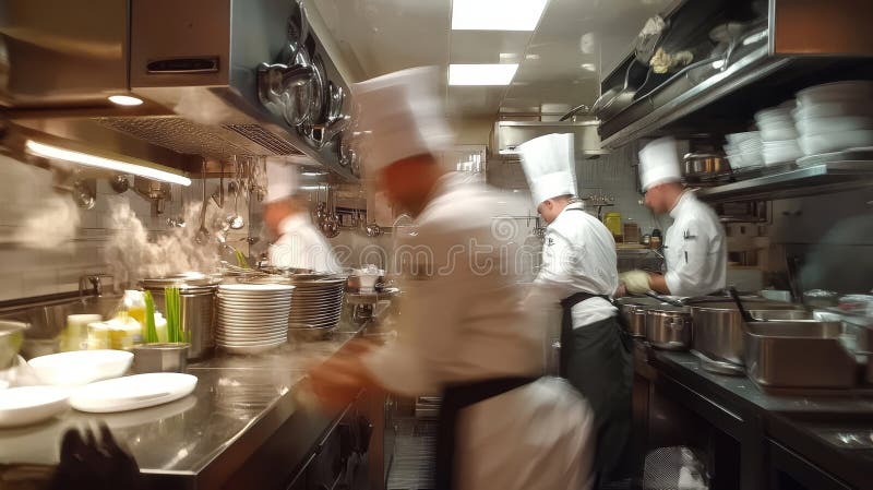 Capturing the Lively Ambiance of a Bustling Kitchen during a Hectic ...