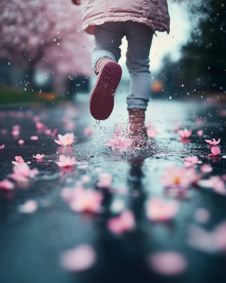 Capturing Pure Joy As a Child Leaps into Splashy Puddles during ...