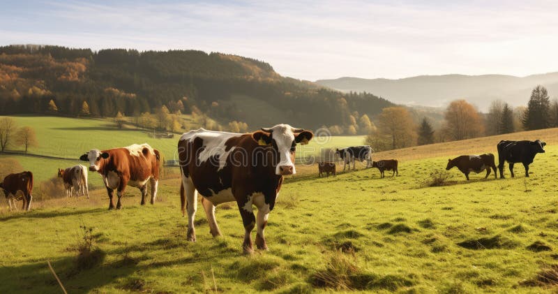 Capturing the Serenity of Cows on Pasture in the Late Autumn Season ...