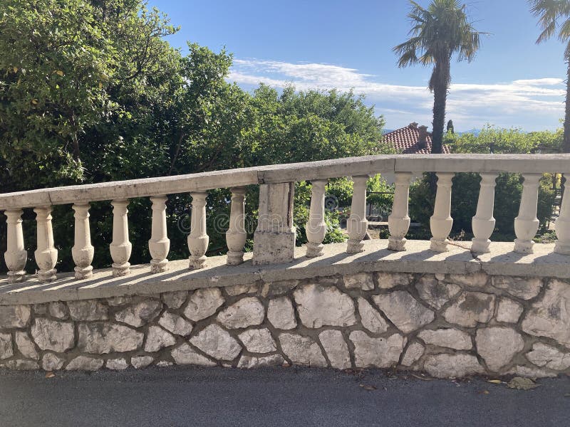 Ancient Stone Railing in a Villa with a View of the Sea in the ...