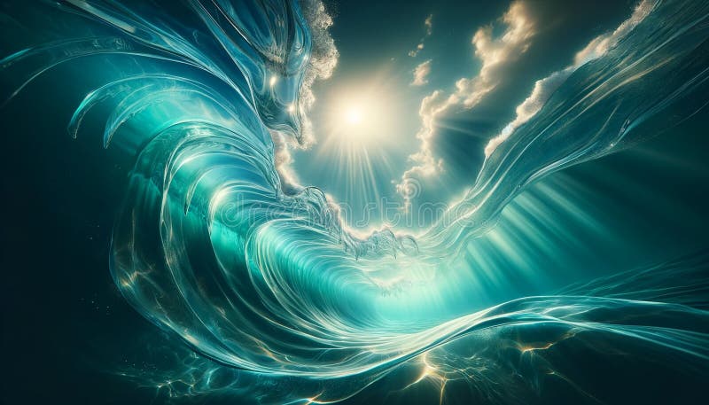 Capturing Sunlight: Vision Above a Translucent Wave Stock Illustration ...