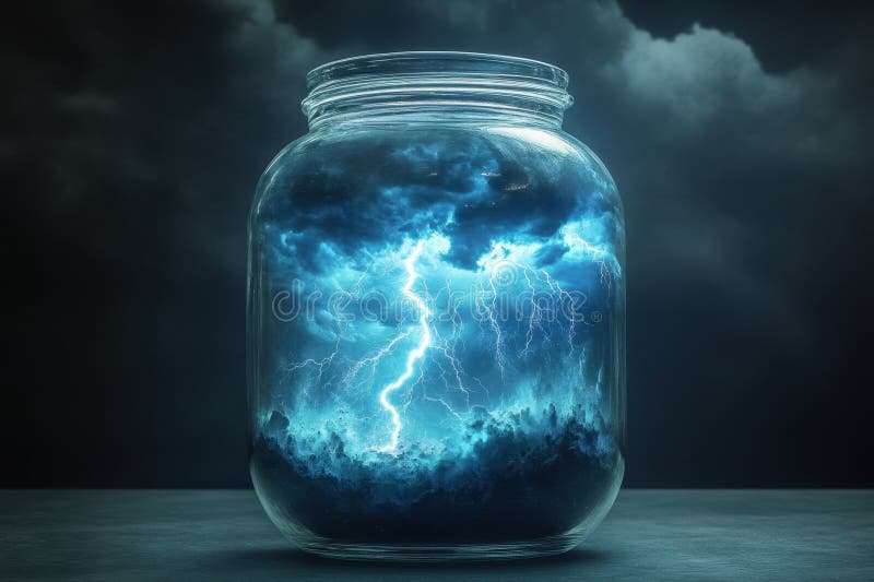 Capturing Thunderstorm Beauty in a Glass Jar with Dark Clouds and ...