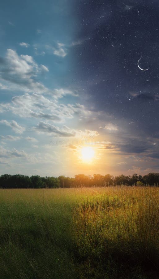 Capturing the Transition of Day To Night a Sky Divided by Sunlight and ...