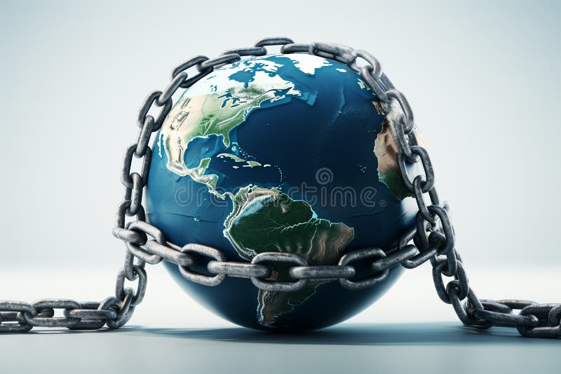 Earth Globe in Chains. Global Warming Concept Ai Generative Stock ...