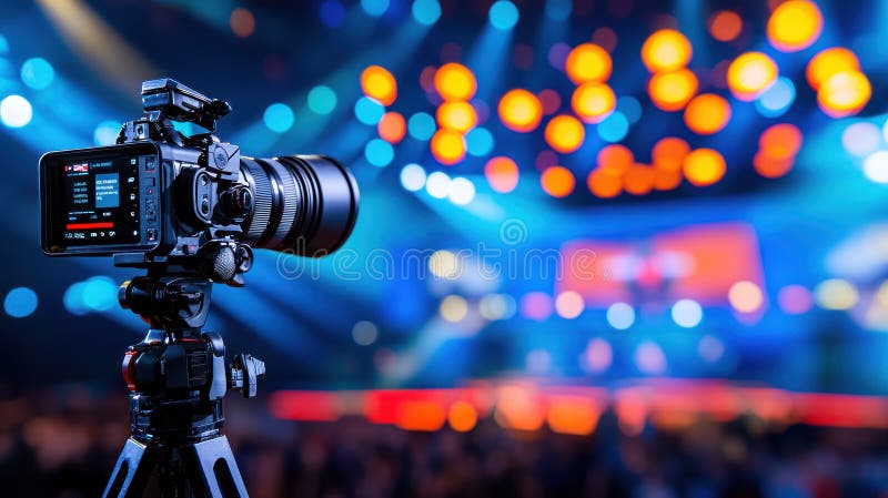 Capturing Vibrant Stage Scene with Professional Camera Setup Stock ...