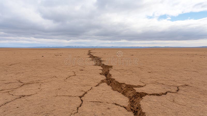 Wide-angle Minimalist Image Capturing a Ground Rupture Across a Dry ...