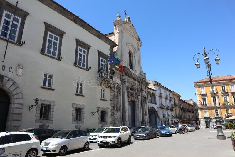 Capua - Piazza dei Giudici editorial stock image. Image of flags ...