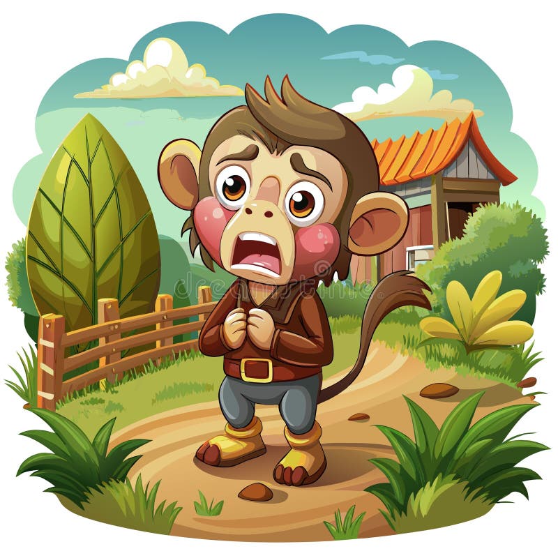 Capuchin Monkey Brave Cries Farm Vector Stock Vector - Illustration of design, sticker: 323737306