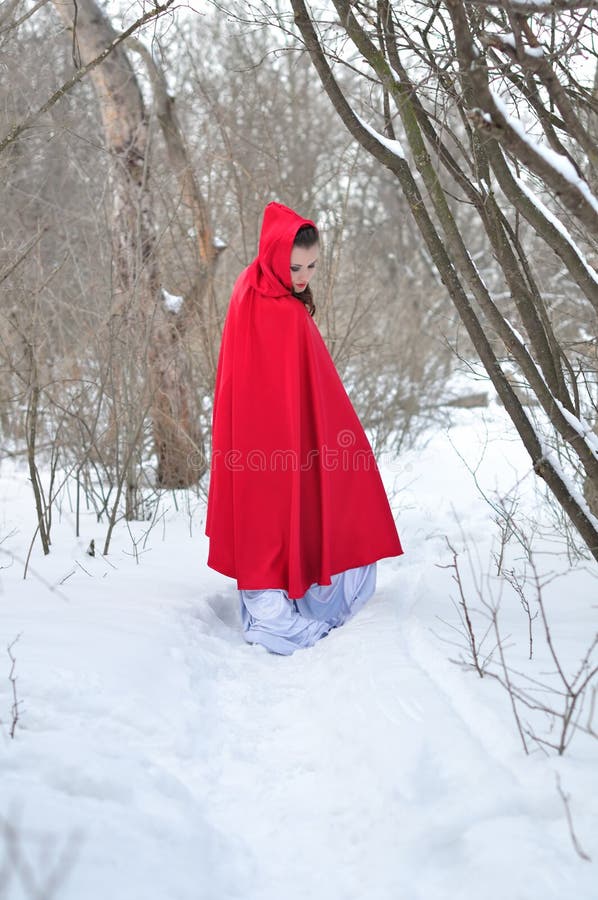 Capuchon Rouge Dans La Forêt De L'hiver Photo stock - Image du mouchard ...