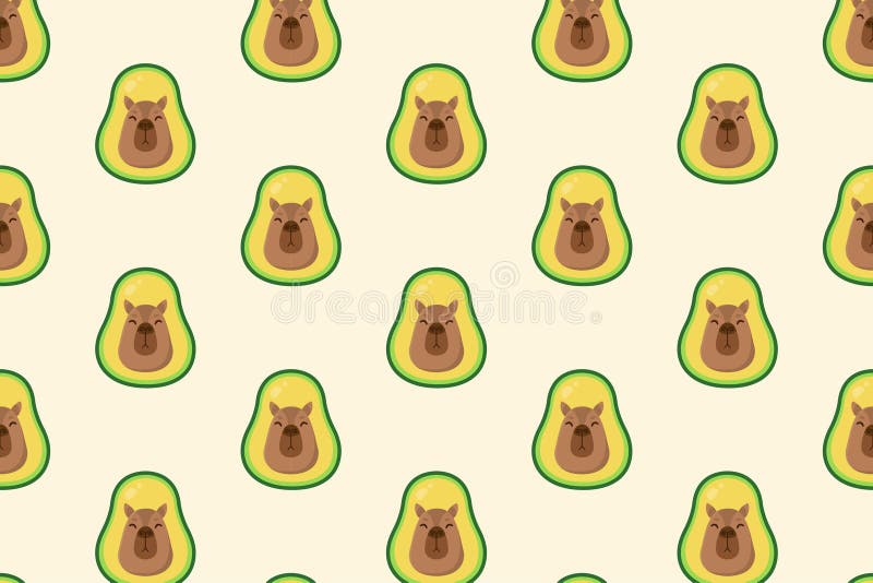 Capybara and Avocado. Vector Pattern Stock Illustration - Illustration ...