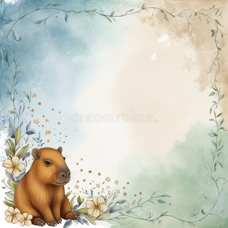 Whimsical Capybara Pup Magic: a Scrapbook Page with Open Space Stock ...