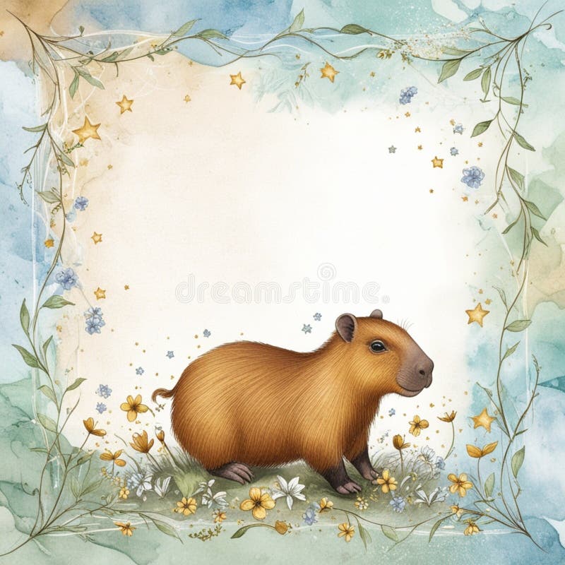 Whimsical Capybara Pup Magic: a Green and Blue Scrapbook Page with Open ...