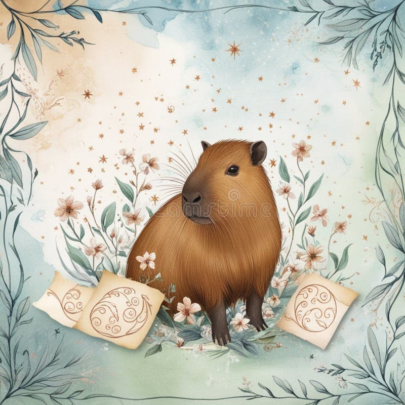 Capybara Cub Waiting for a Baby Brother or Sister Vector Illustration ...