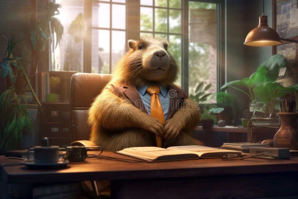 Capybara boss at work stock illustration. Illustration of authority ...