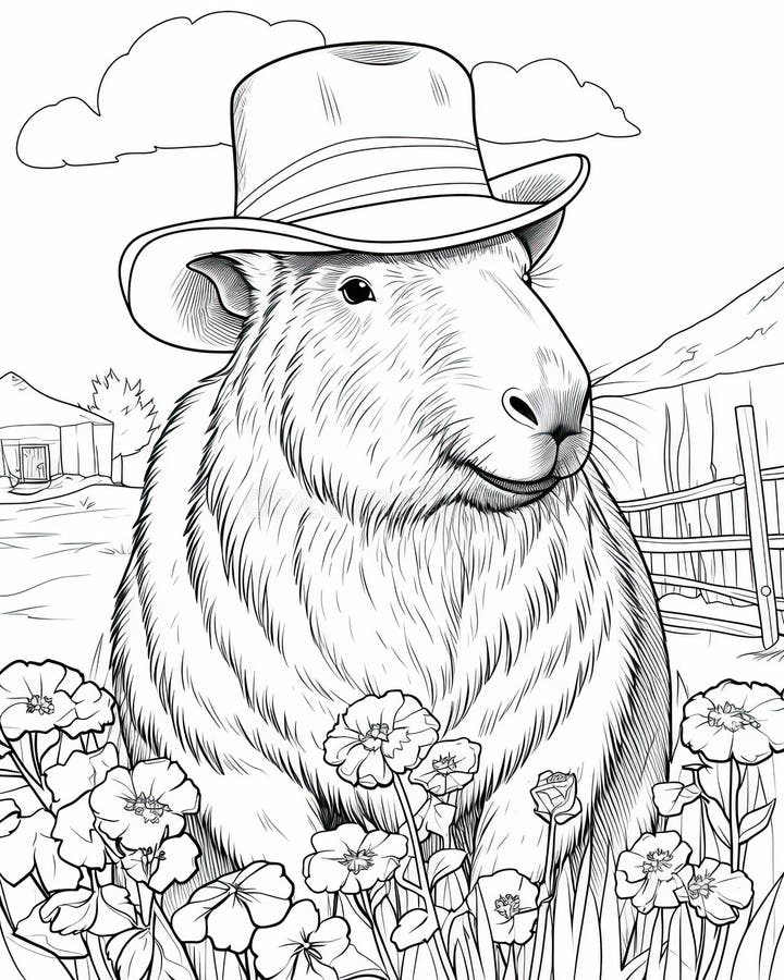 Capybara Coloring Book Page Stock Illustrations – 327 Capybara Coloring ...