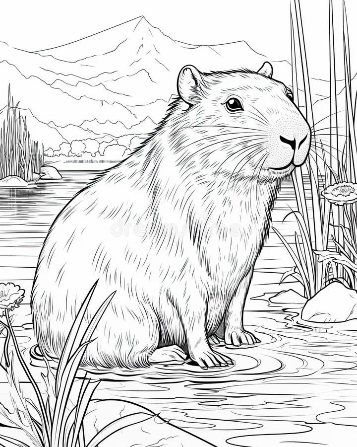 Coloring Page Capybara Stock Illustrations – 130 Coloring Page Capybara ...
