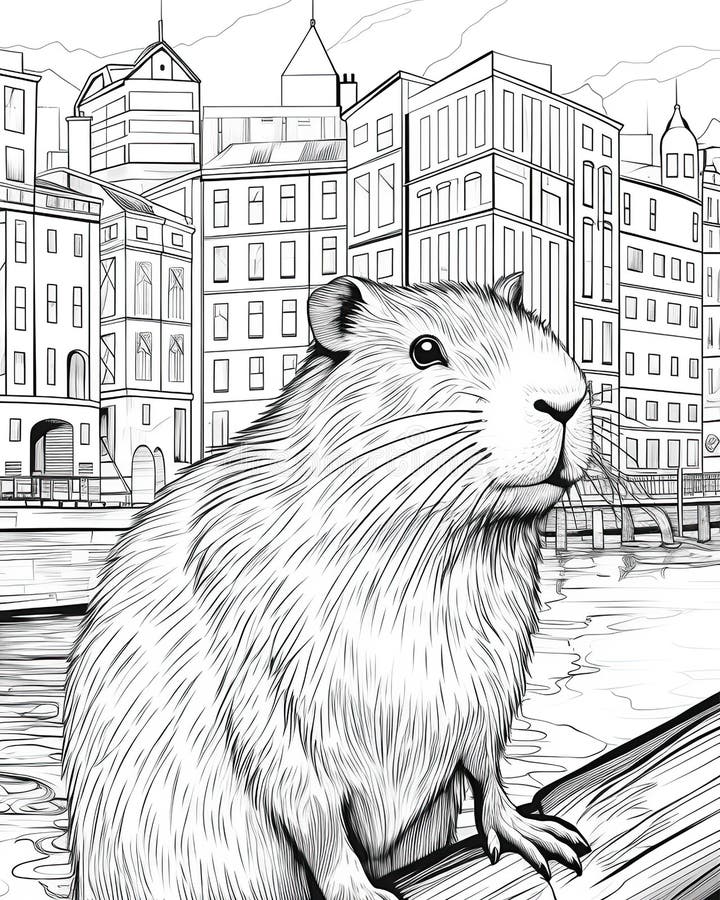 Capybara Coloring Book Page Stock Illustrations – 124 Capybara Coloring ...