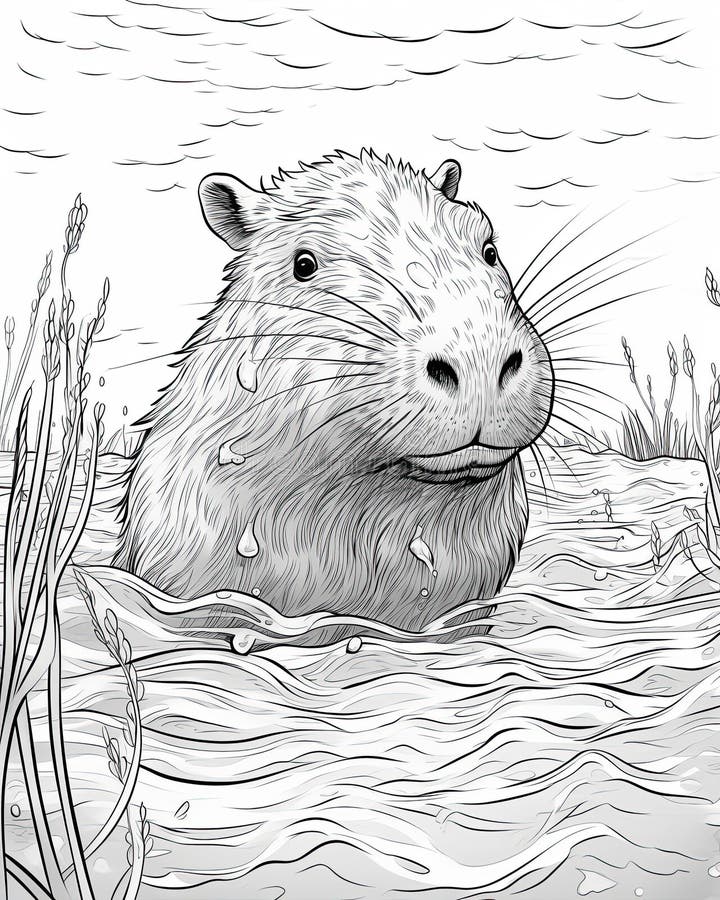 Coloring Page Capybara Stock Illustrations – 132 Coloring Page Capybara ...