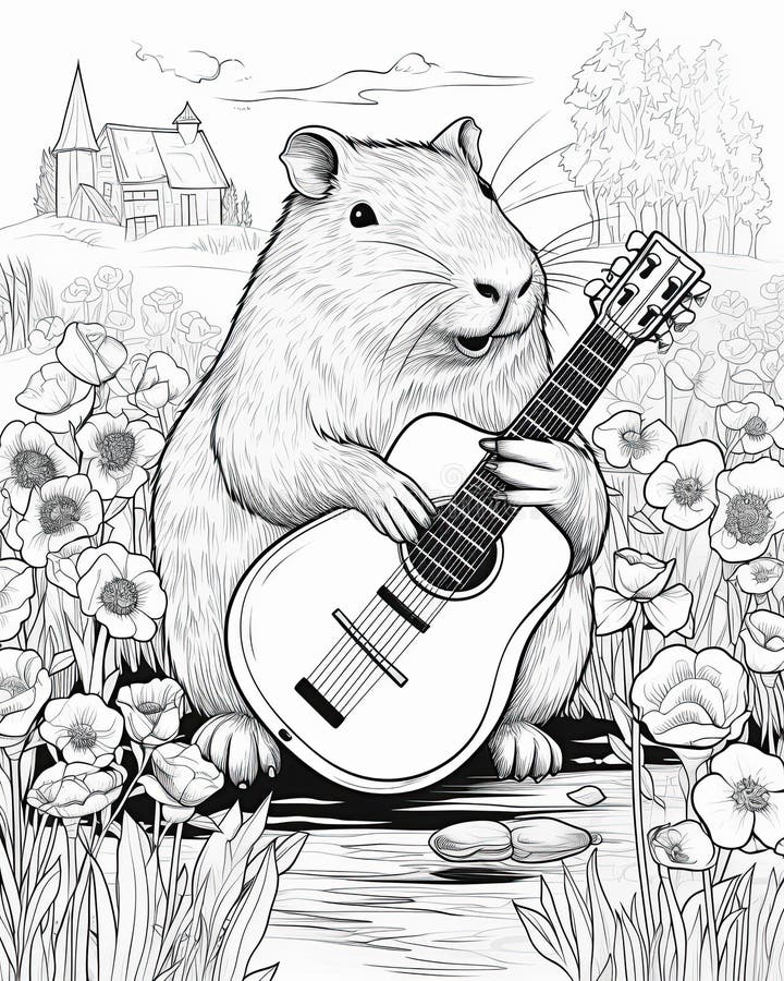 Capybara Coloring Book Page Stock Illustrations – 124 Capybara Coloring ...