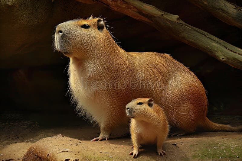 A Capybara among Crocodiles in the River.AI Generative Stock ...