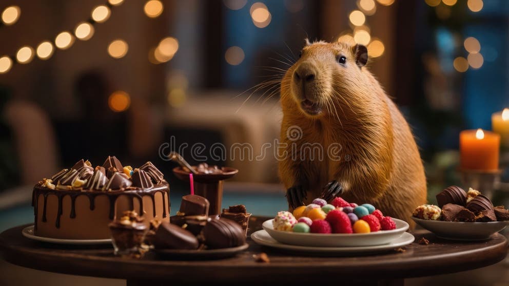 Adorable Capybara Celebrates Birthday with Delicious Chocolate Cake and ...