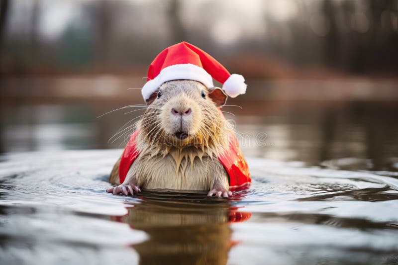Capybara Dressed As Santa Claus Stock Illustration - Illustration of ...