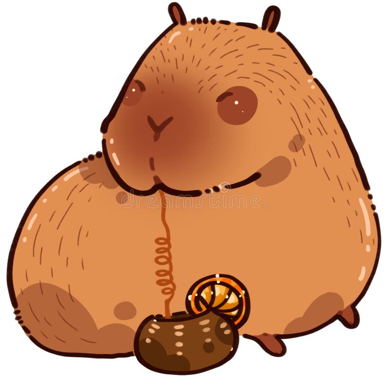 Capybara Drinks Lemon Tea. Cute Capybara. Digital Illustration. Funny ...