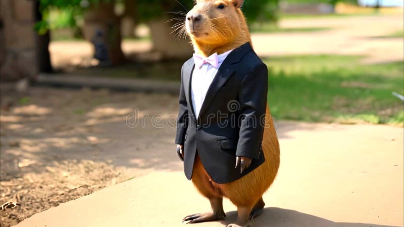 Capybara in formal suit stock footage. Video of tube - 353352716