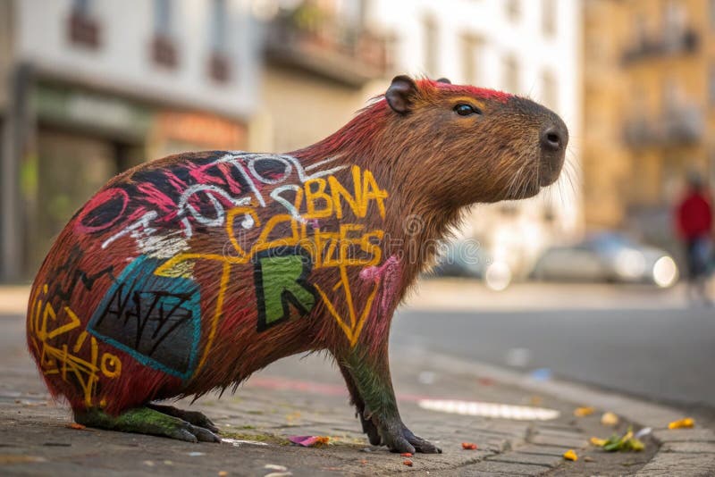 Capybara in Graffiti Style Photo Effect-generated by Ai Stock ...
