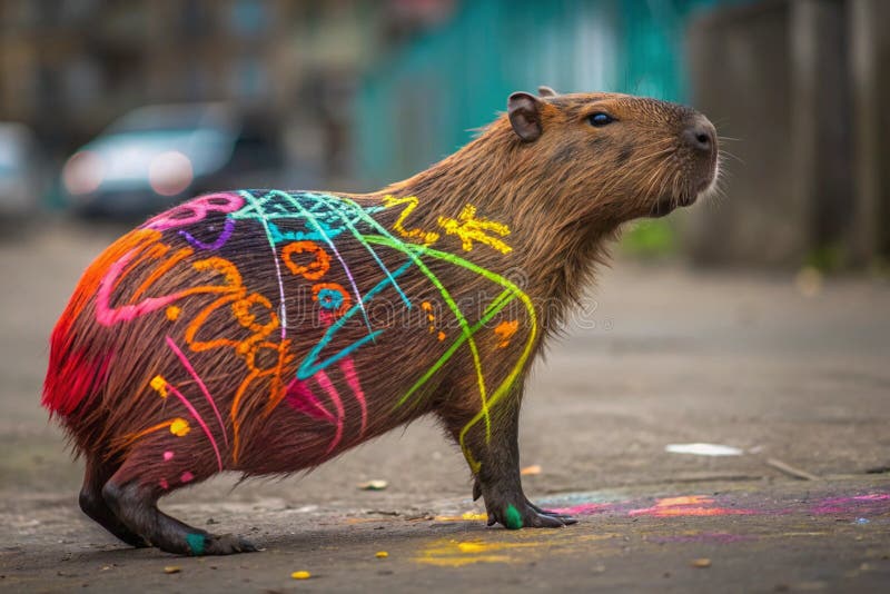 Capybara in Graffiti Style Photo Effect-generated by Ai Stock ...