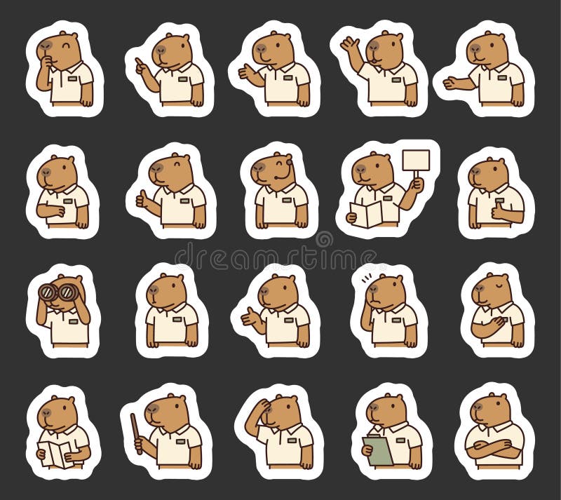 Capybara Guide Character Set with Many Poses Stock Vector ...