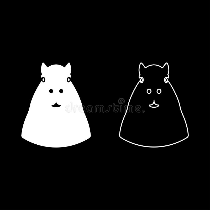 Capybara Head Set Icon White Color Vector Illustration Image Solid Fill ...