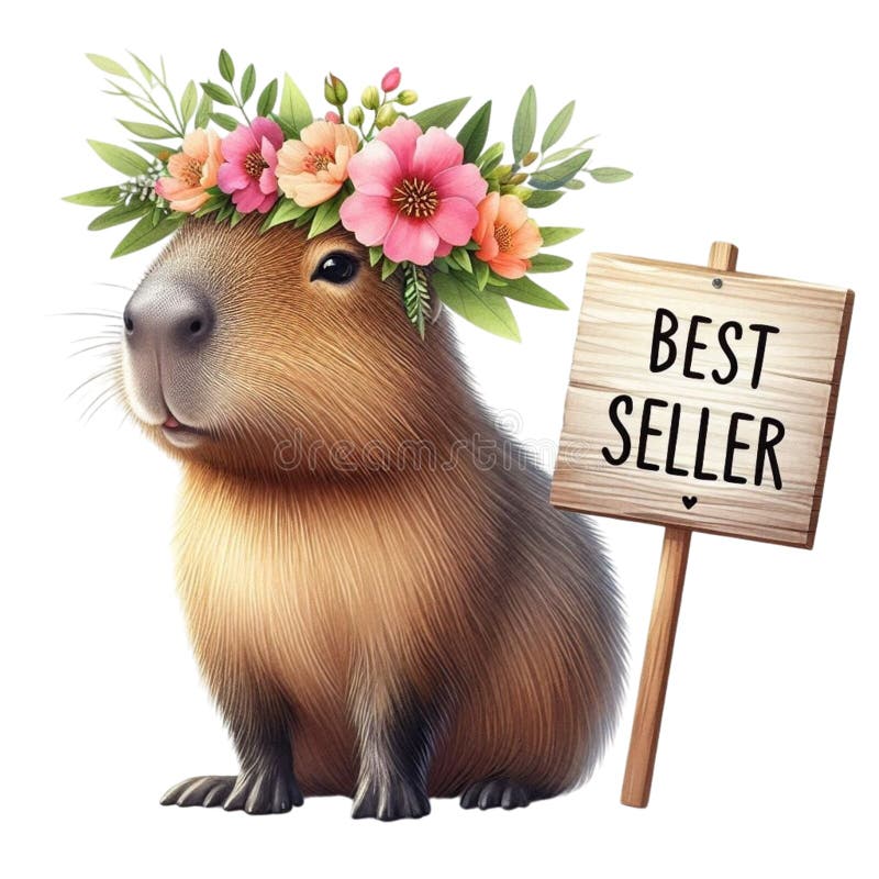 Capybara Holding a Best Seller Sign Stock Vector - Illustration of ...