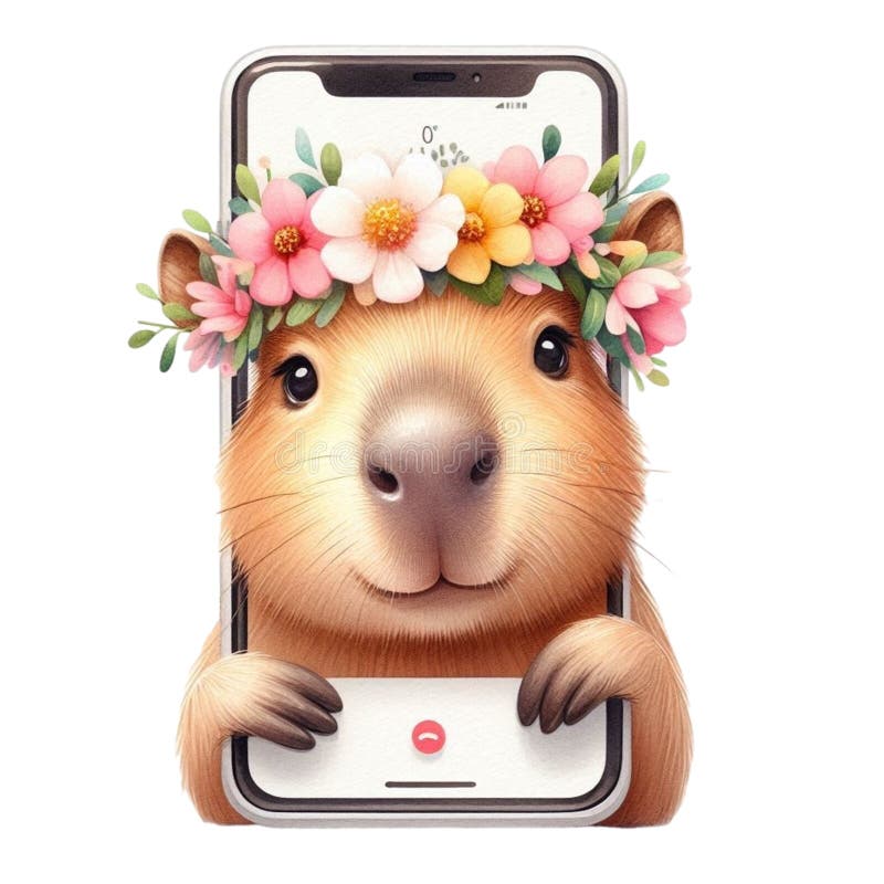Capybara Holding a Mobile Phone Stock Vector - Illustration of ...