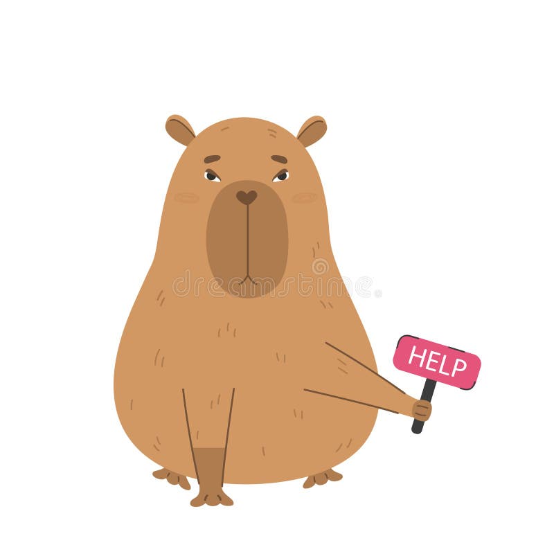 Capybara Holding Poster with Word Help Stock Vector - Illustration of ...
