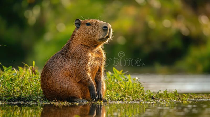 A Capybara in Its Natural Environment Stock Illustration - Illustration ...
